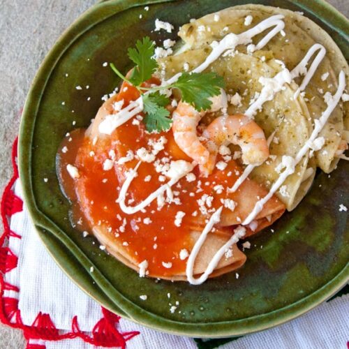Enchiladas Divorciadas de Camarón (Divorced Shrimp Enchiladas) - Muy Bueno