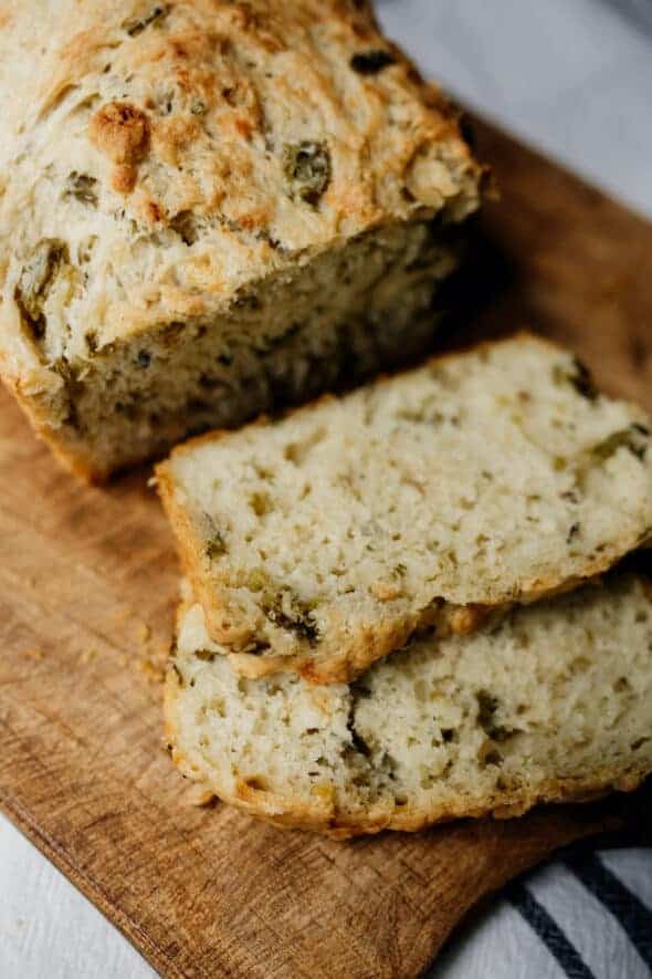 No-Knead Green Chile Cheese Bread Recipe - Muy Bueno