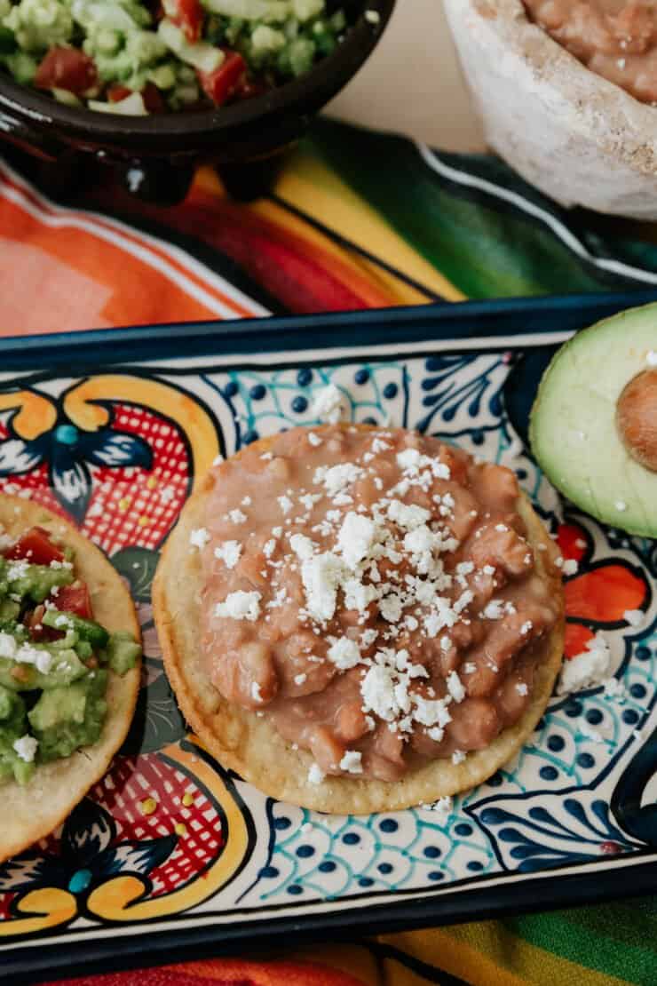 Vegetarian Mexican Tostadas With Refried Beans & Guacamole - Muy Bueno